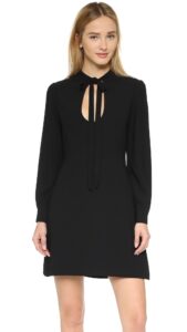 jill jill stuart women's long sleeve cocktail dress front cut out and tie at the neck, black, 10