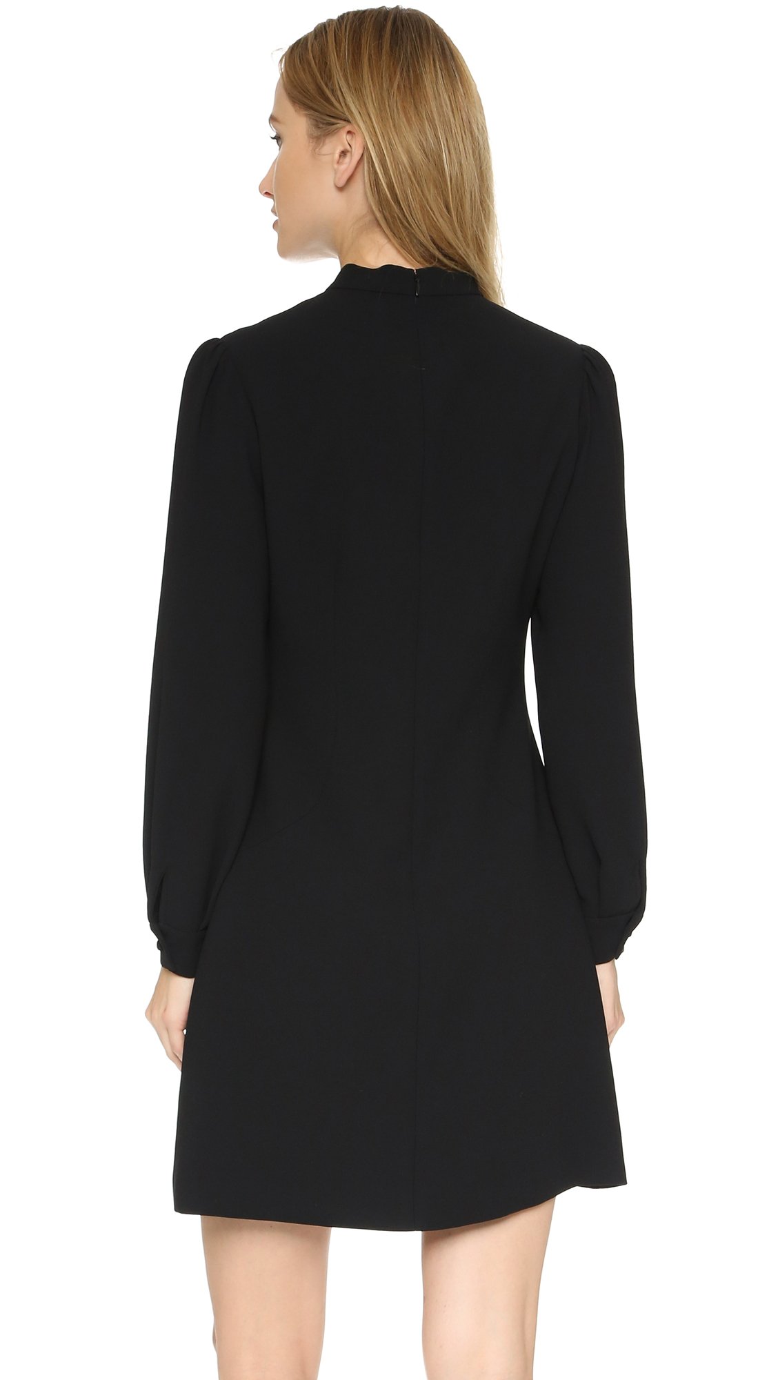 Jill Jill Stuart Women's Long Sleeve Cocktail Dress Front Cut Out and Tie at The Neck, Black, 10