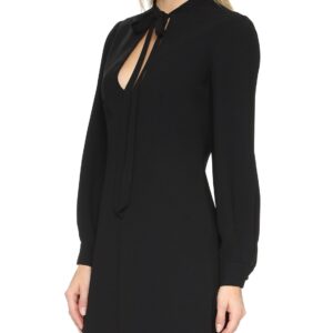 Jill Jill Stuart Women's Long Sleeve Cocktail Dress Front Cut Out and Tie at The Neck, Black, 10