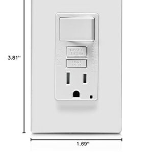 Leviton GFCI Switch Outlet Combo, 15 Amp, Self Test, Tamper-Resistant with LED Indicator Light, Saves Space, GFSW1-W, White