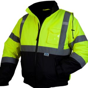 Pyramex Safety RJ3210XL RJ32 Series Jackets Hi-Vis Lime Bomber Jacket with Quilted Lining- Size Extra Large