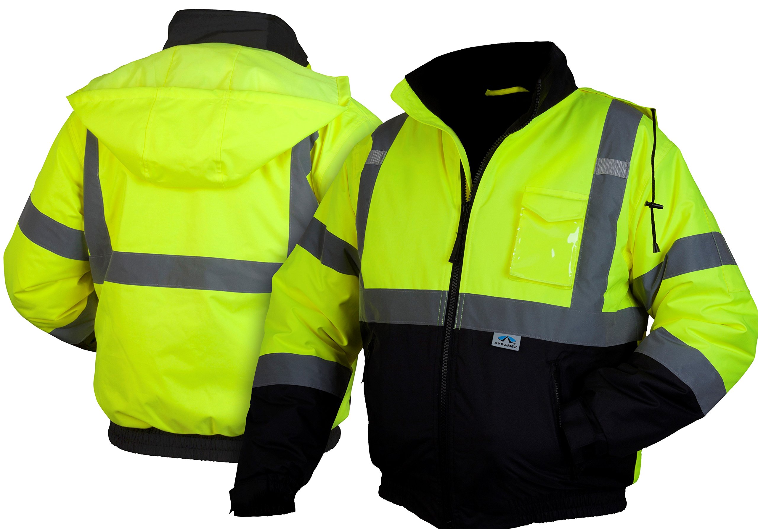 Pyramex Safety RJ3210XL RJ32 Series Jackets Hi-Vis Lime Bomber Jacket with Quilted Lining- Size Extra Large