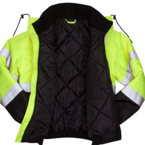 Pyramex Safety RJ3210XL RJ32 Series Jackets Hi-Vis Lime Bomber Jacket with Quilted Lining- Size Extra Large