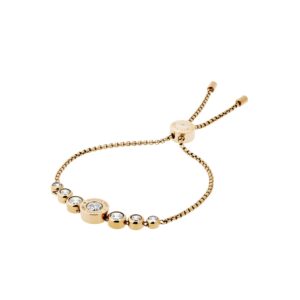 michael kors stainless steel and cubic zirconia chain bracelet for women, color: gold (model: mkj5334710)