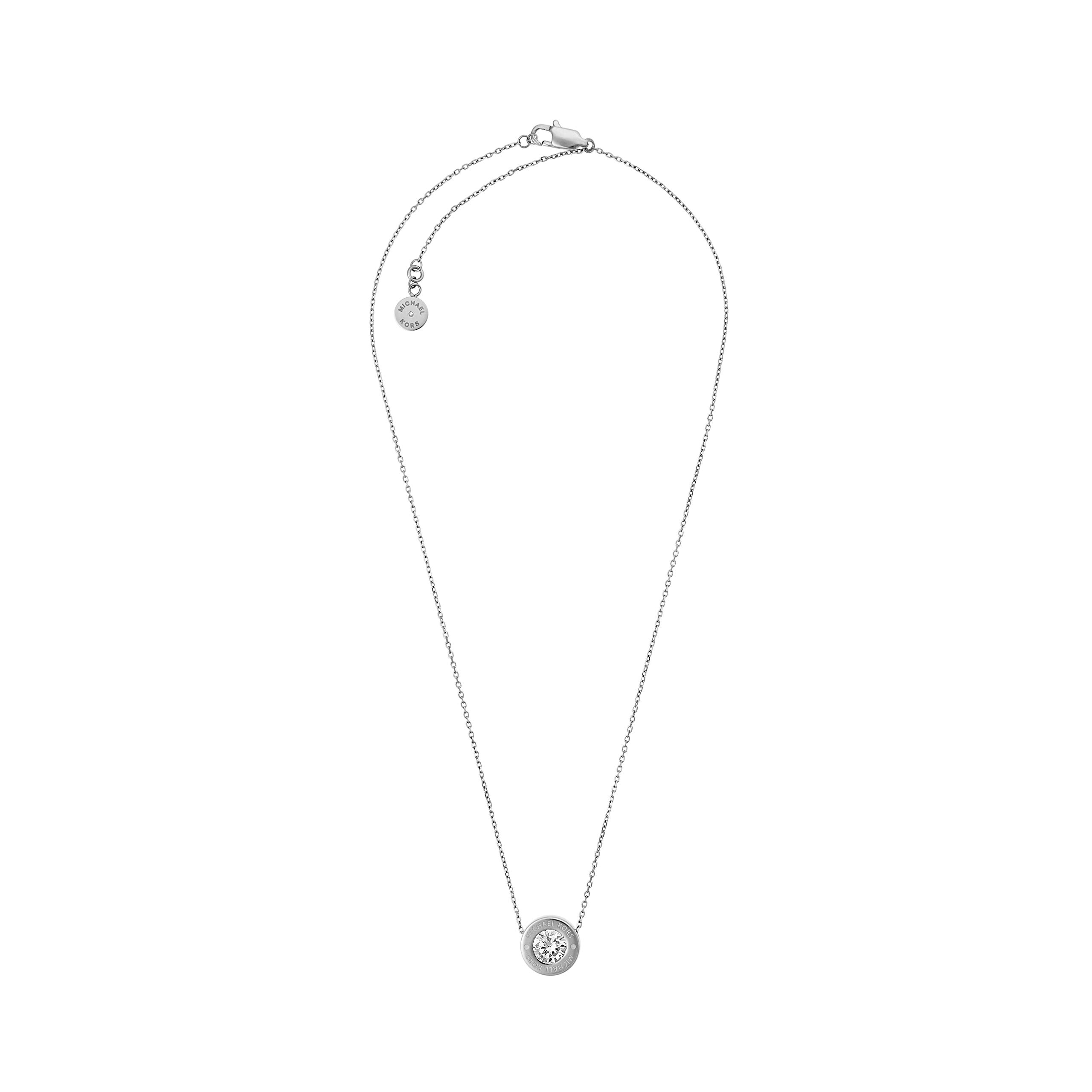 Michael Kors Stainless Steel and Pavé Crystal Pendant Necklace for Women, Color: Silver (Model: MKJ5341040)