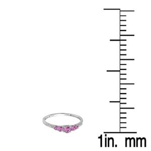 Dazzlingrock Collection 14K Round Cut Pink Sapphire & White Diamond Ladies Bridal 5 Stone Engagement Ring, White Gold, Size 7