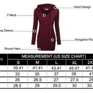 BEPEI Hoodies for Women,Fashion V Neck Pocket Jersey Shirt Fall Trend Dressy Blouses Long Sleeve Drawstrings Sweatshirts Comfy A Line Tunic Top 2024 Oversized Plus Size Wine 2XL