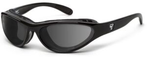 7eye viento wind blocking sunglasses, glossy black, gray lenses