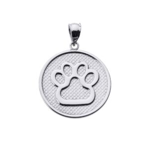 paw print disc pendant in sterling silver