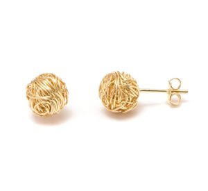 gold love knot earrings for women | barzel 18k gold plated woven love knot stud earrings 10mm for women - made in brazil (gold)