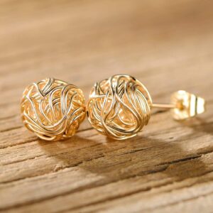 Gold Love Knot Earrings for Women | Barzel 18K Gold Plated Woven Love Knot Stud Earrings 10mm For Women - Made In Brazil (Gold)