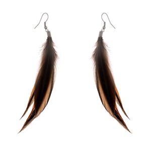 lureme bohemian style brown feathers dangle earrings (02004756) (brown)