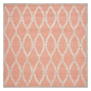 safavieh cambridge collection area rug - 6' x 9', coral & ivory, handmade moroccan wool, ideal for high traffic areas in living room, bedroom (cam352w)