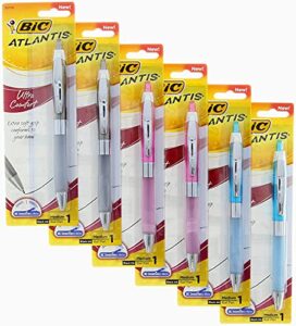 bic atlantis ultra comfort ballpoint pens, assorted barrels, 6 count (pack of 1)