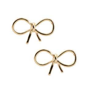 spinningdaisy handmade high gloss tiny bow earrings gold