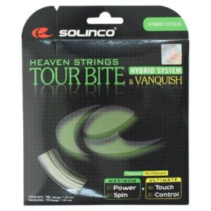 solinco hybrid (tour bite 16l g & vanquish 16 g) tennis string - 2 packs