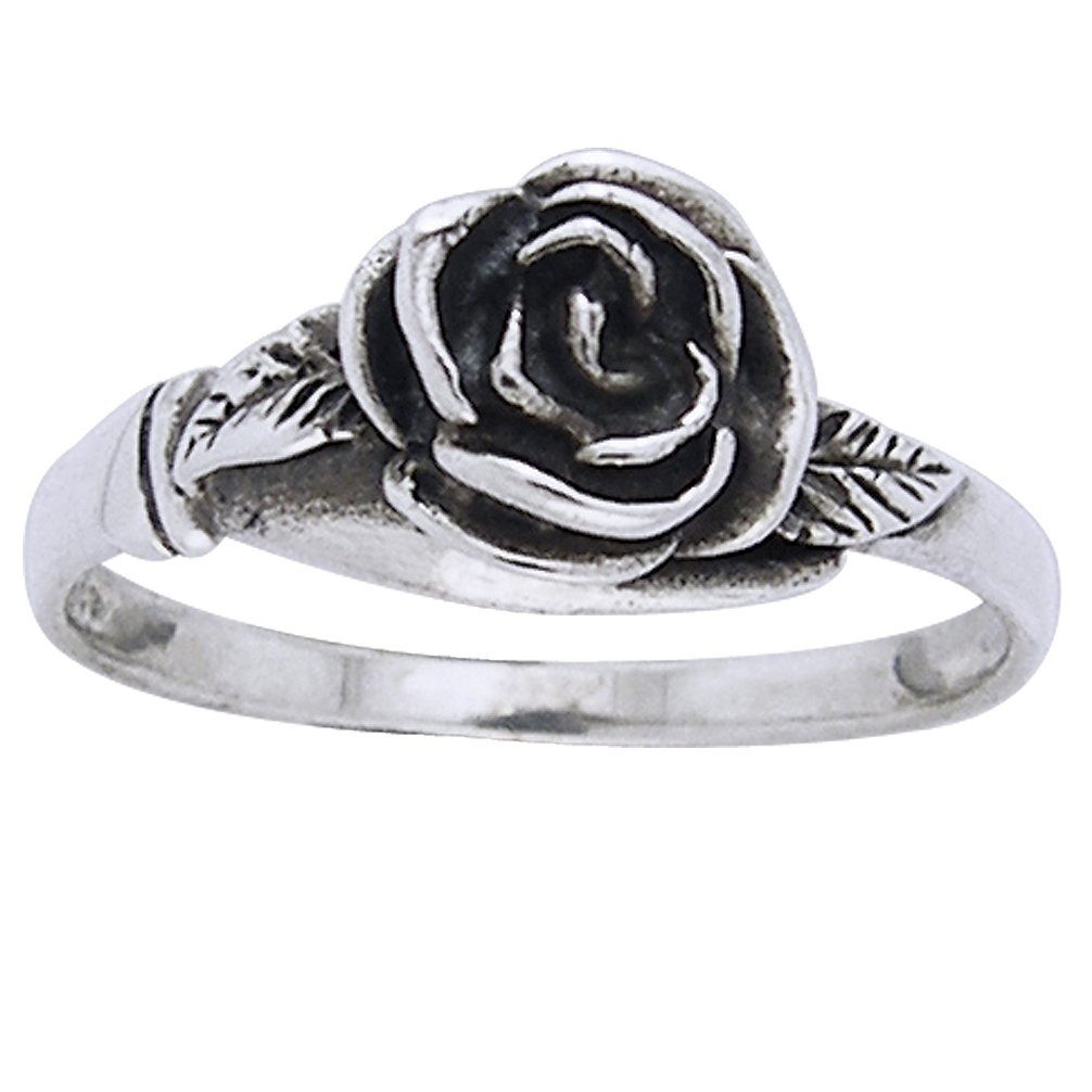 Small Sterling Silver Detailed Rose Flower Ring Size 12(Sizes 3,4,5,6,7,8,9,10,11,12)