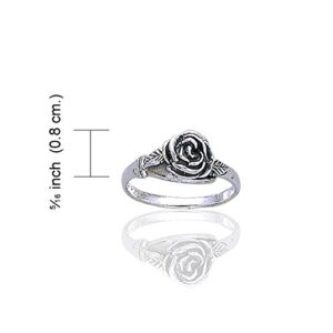 Small Sterling Silver Detailed Rose Flower Ring Size 12(Sizes 3,4,5,6,7,8,9,10,11,12)