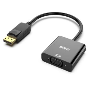 benfei displayport to vga,gold-plated uni-directional dp computer to vga screen adapter 1080p (male to female) compatible for lenovo, dell, hp, asus