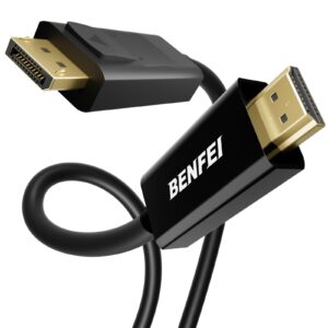 benfei 4k displayport to hdmi 6 feet cable, uni-directional dp 1.2 computer to hdmi 1.4 screen cable compatible with hp, thinkpad, amd, nvidia, desktop