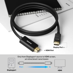 BENFEI 4K DisplayPort to HDMI 6 Feet Cable, Uni-Directional DP 1.2 Computer to HDMI 1.4 Screen Cable Compatible with HP, ThinkPad, AMD, NVIDIA, Desktop