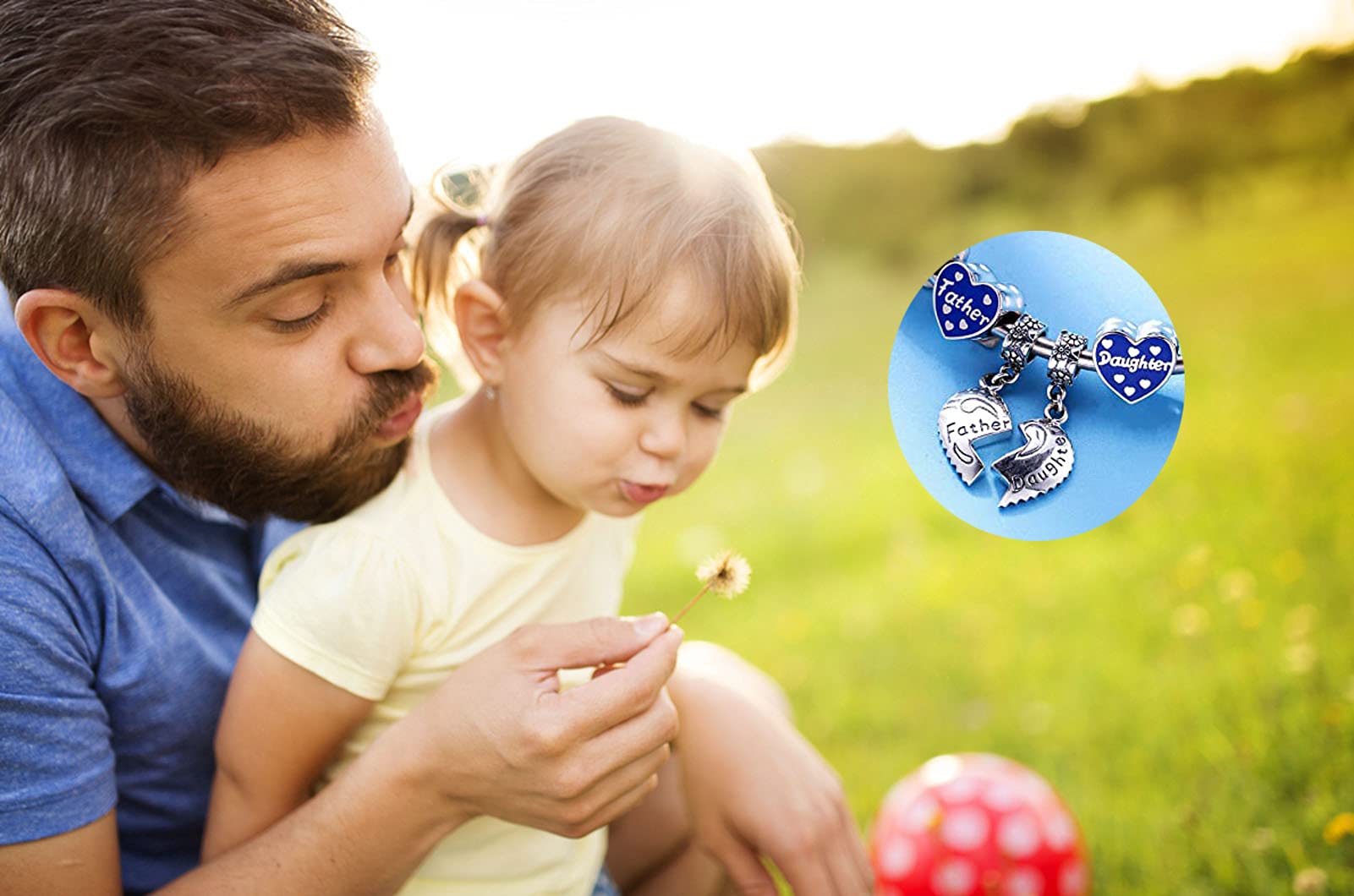 Father Daughter Split Heart Charms, fit Pandora Bracelet, 925 Sterling Silver Family Theme Charm Dangle Bead, Love Gifts for Dad/Men/Grandfather/Christmas/Birthday