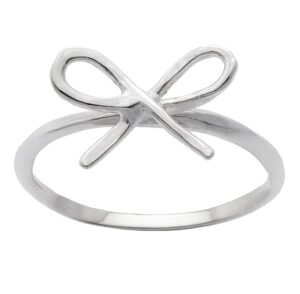 silverly women's 925 sterling silver thin bow ribbon knot open band ring