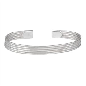 silverly women's men's 925 sterling silver polished multi band line adjustable cuff bangle bracelet