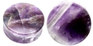 purple amethyst organic stone ear plugs gauges sold in pairs (10mm-00 gauge)