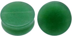 so scene green aventurine organic stone ear gauges solid plugs sold in pairs (6 mm-2 gauge)