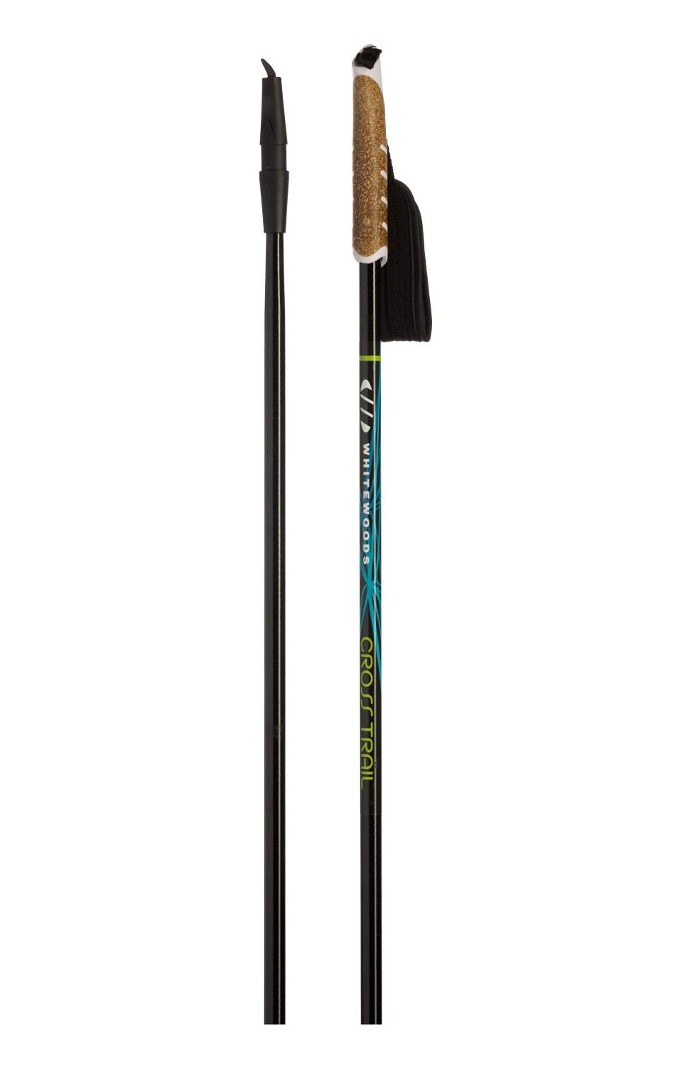 Whitewoods New Cross Trail Junior XC Cross Country Nordic Ski Poles 60-115cm (105cm),Black/Green