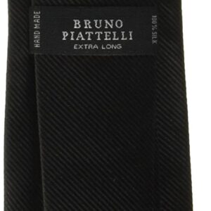 Bruno Piattelli mens Extra Long Solid Silk neckties, Black, One Size US