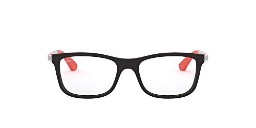 Ray-Ban Junior Kids' RY1549 Square Prescription Eyeglass Frames, Matte Black on Red/Demo Lens, 48 mm