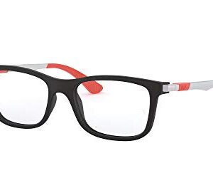 Ray-Ban Junior Kids' RY1549 Square Prescription Eyeglass Frames, Matte Black on Red/Demo Lens, 48 mm