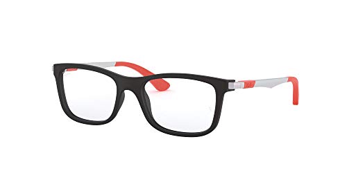 Ray-Ban Junior Kids' RY1549 Square Prescription Eyeglass Frames, Matte Black on Red/Demo Lens, 48 mm