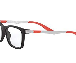 Ray-Ban Junior Kids' RY1549 Square Prescription Eyeglass Frames, Matte Black on Red/Demo Lens, 48 mm