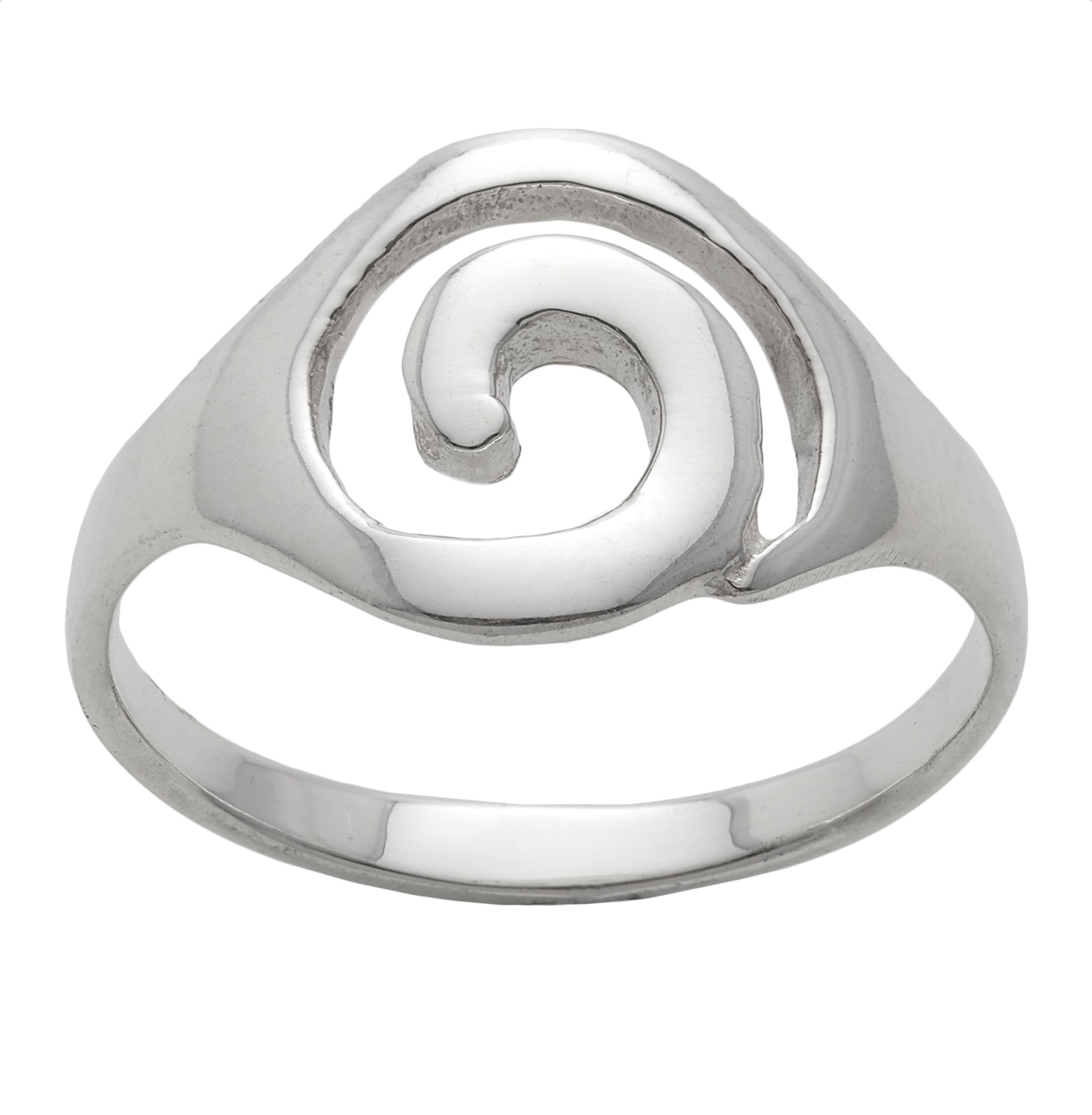 Silverly Women's 925 Sterling Silver Simple Open Circular Swirl Round Spiral Curl Band Ring