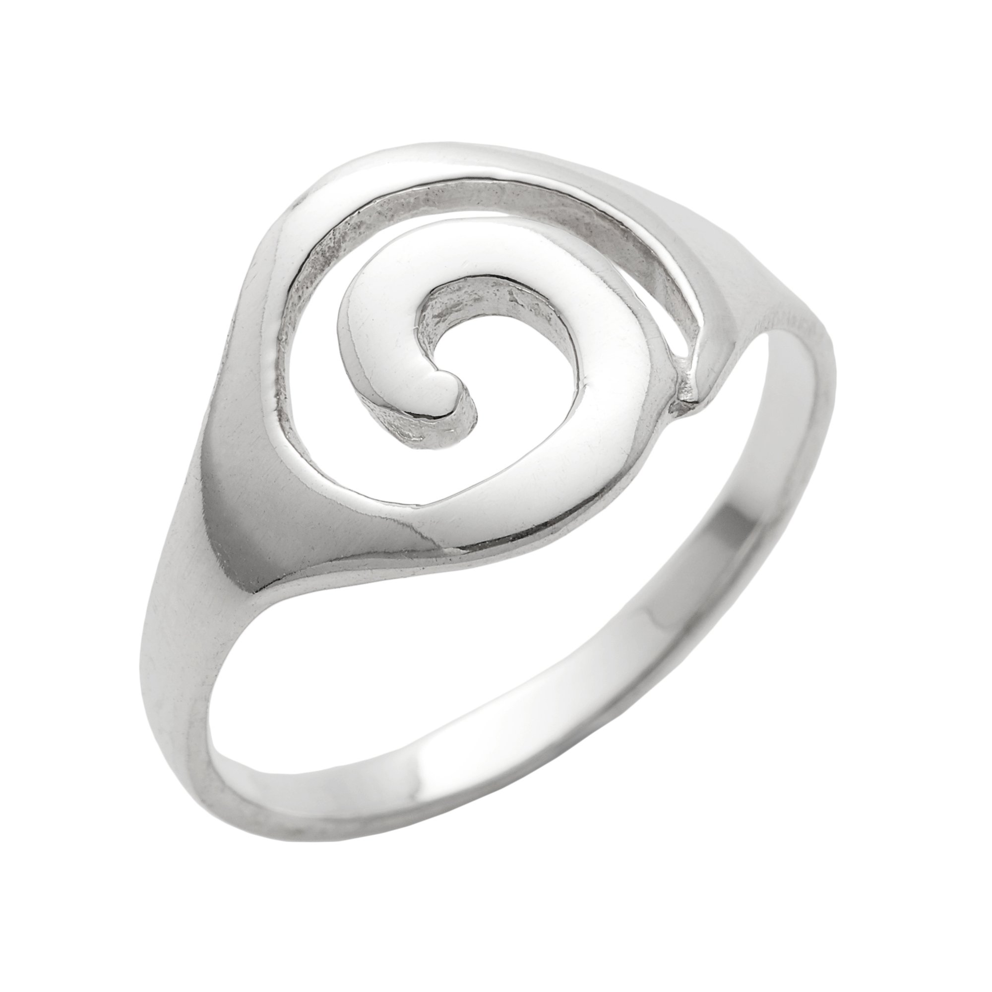 Silverly Women's 925 Sterling Silver Simple Open Circular Swirl Round Spiral Curl Band Ring