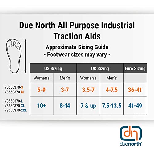 Due North All Purpose Industrial Ice Cleats for Men & Women - Traction Aids for Walking & Working on Snow/Ice - 16 Spikes