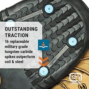 Due North All Purpose Industrial Ice Cleats for Men & Women - Traction Aids for Walking & Working on Snow/Ice - 16 Spikes