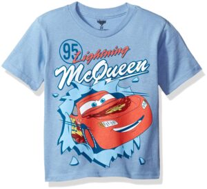 disney baby boys cars short sleeve t-shirt t shirt, light blue, 4 us