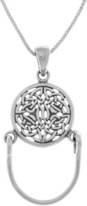 jewelry trends sterling silver celtic knotwork charm holder round pendant necklace 18"