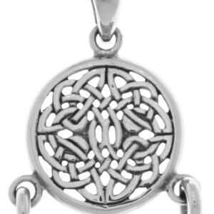 Jewelry Trends Sterling Silver Celtic Knotwork Charm Holder Round Pendant Necklace 18"