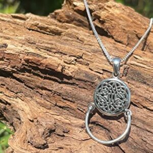 Jewelry Trends Sterling Silver Celtic Knotwork Charm Holder Round Pendant Necklace 18"