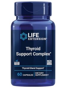 life extension thyroid support complex - thyroid health support supplement with vitamins a, b, iodine, magnesium, l-tyrosine, ashwagandha & ginseng for energy – non-gmo, gluten-free - 60 capsules