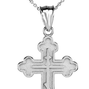 Religious Jewelry .925 Sterling Silver Russian Eastern Orthodox Cross Crucifix Bottonee Cross Matte Finish Pendant - Pendant Only