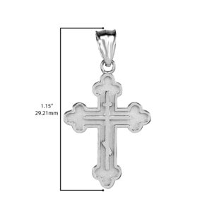 Religious Jewelry .925 Sterling Silver Russian Eastern Orthodox Cross Crucifix Bottonee Cross Matte Finish Pendant - Pendant Only