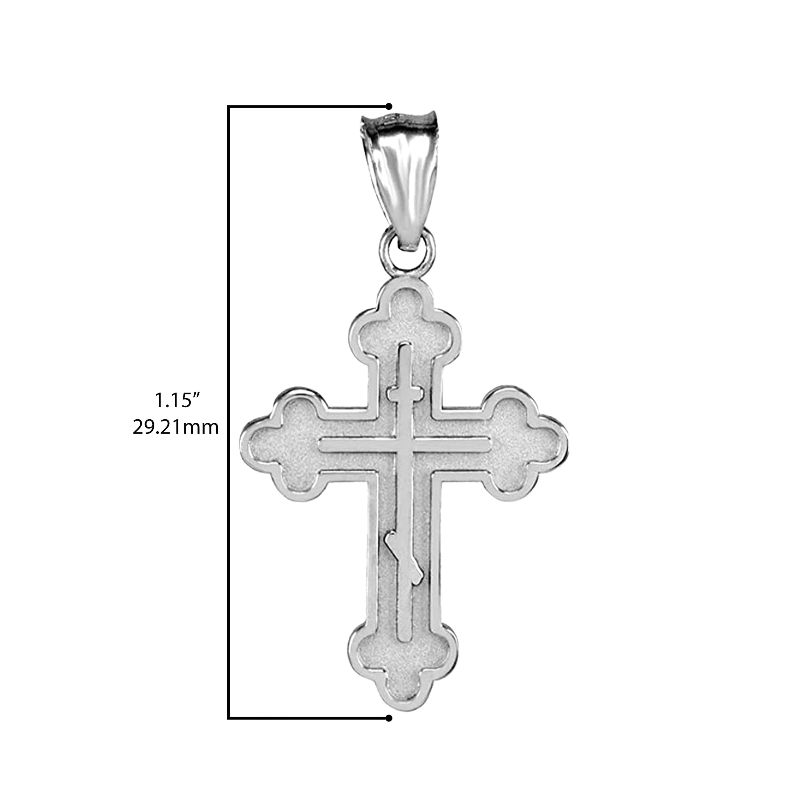 Religious Jewelry .925 Sterling Silver Russian Eastern Orthodox Cross Crucifix Bottonee Cross Matte Finish Pendant - Pendant Only