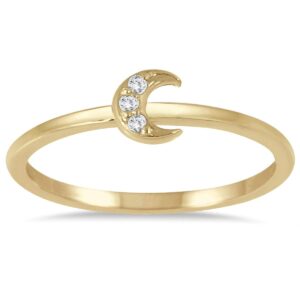 szul stackable diamond crescent moon ring in 14k yellow gold