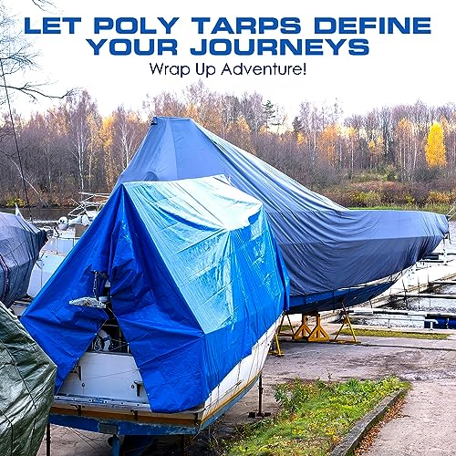 TARPATOP Multi-Purpose Waterproof Heavy Duty Poly Tarp - 12X12 Large Blue Tarp with Grommets Every 3ft - Rot, Rust, and UV Resistant, Weatherproof Tarp Covers for Camping, Farming, Vehicles, and More